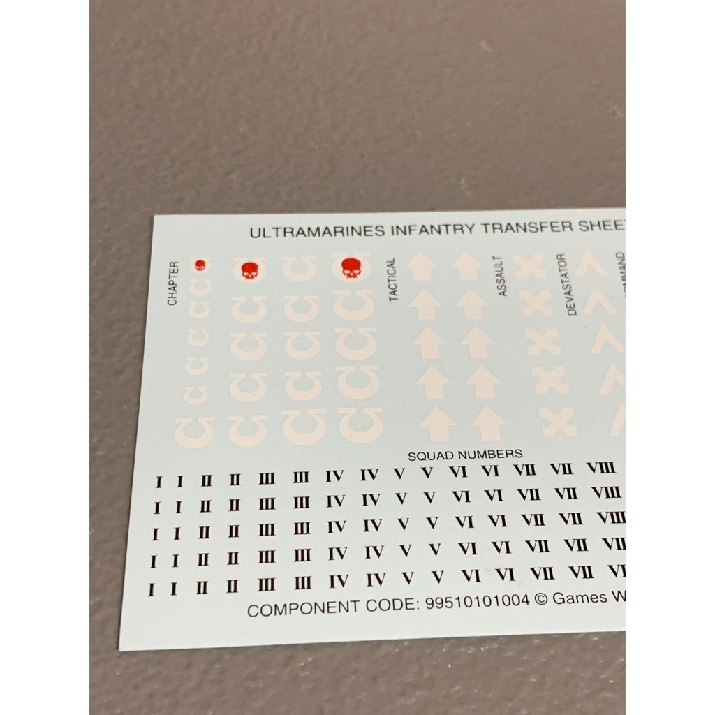 BAGA TRANSFERS TRANSFER SHEET WARHAMMER 40K ULTRAMARINES INFANTRY GW ...